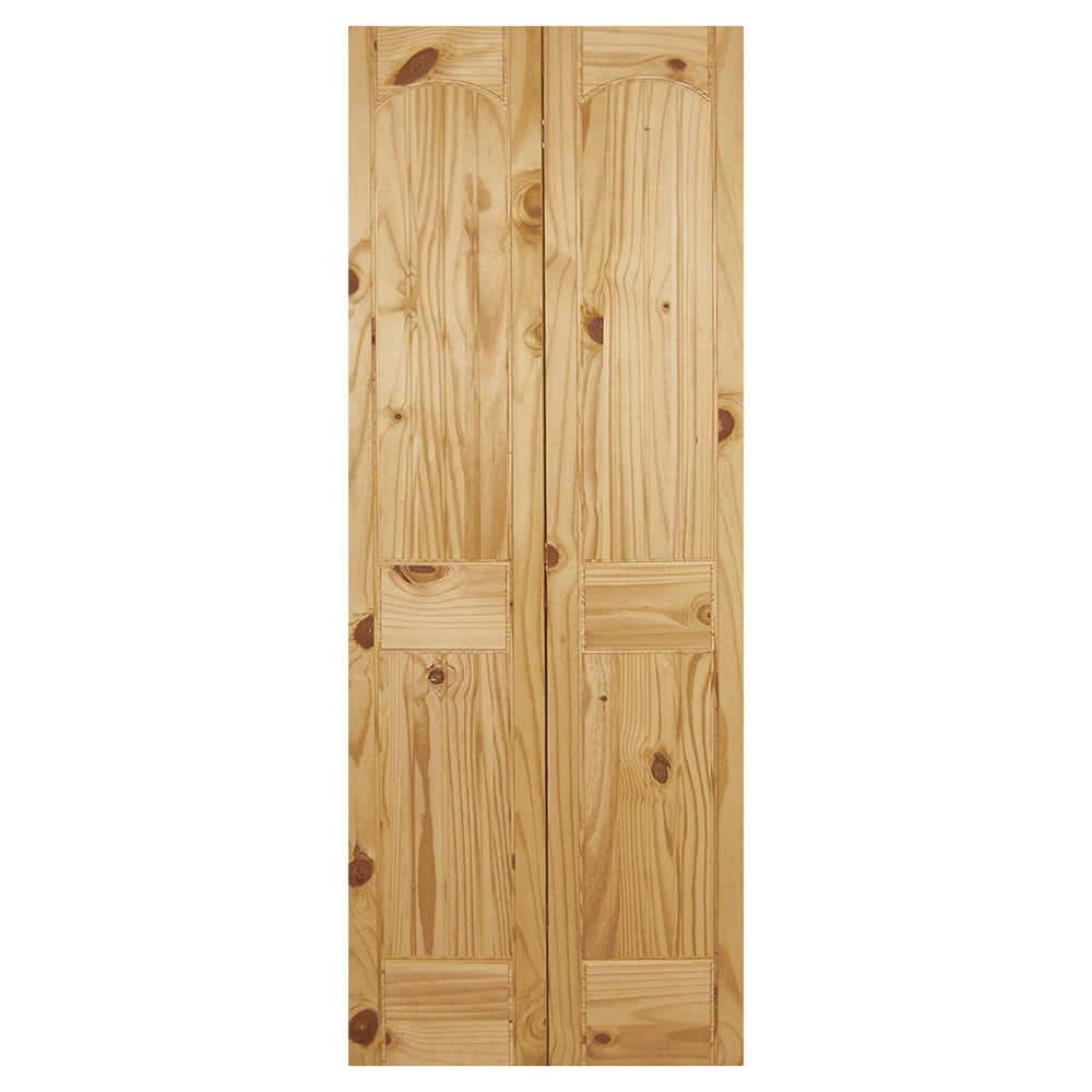 Builders Choice 36 in. x 80 in. 2 Panel Arch Top Plank Solid Core ...