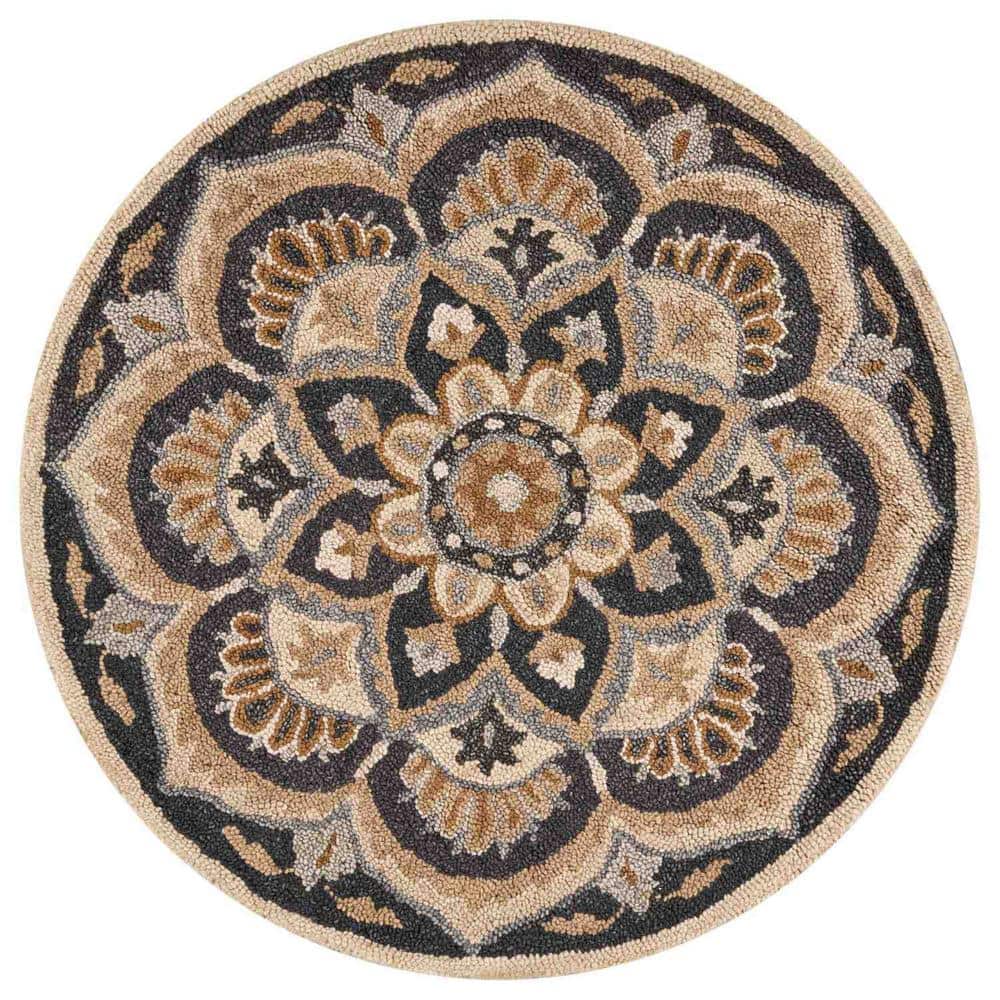 HomeRoots Bernadette Black 4 ft. Round Area Rug 2000393647 - The Home Depot
