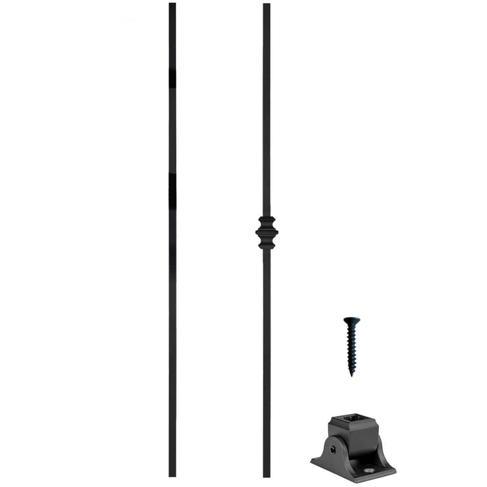 NUVO IRON Royal Railing Series Luxembourg 31 in. H x 1/2 in. W Black ...