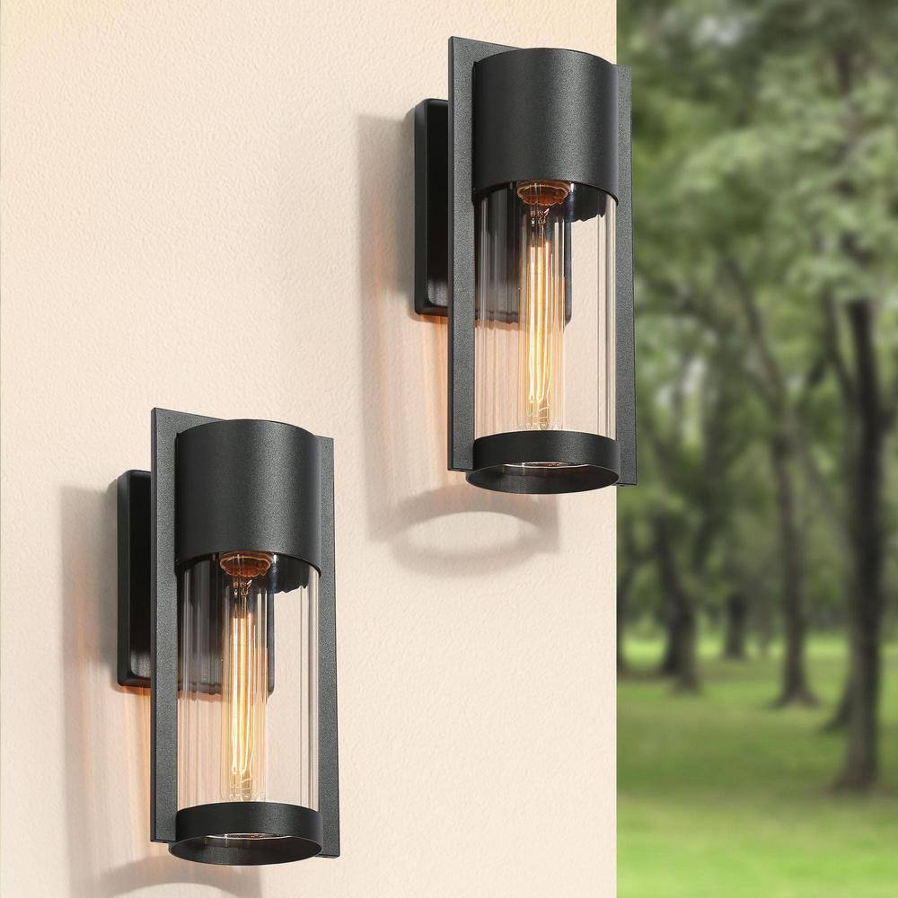 Uolfin Modern Black Outdoor Wall Sconce Light, 11.5 in. H 1-Light ...
