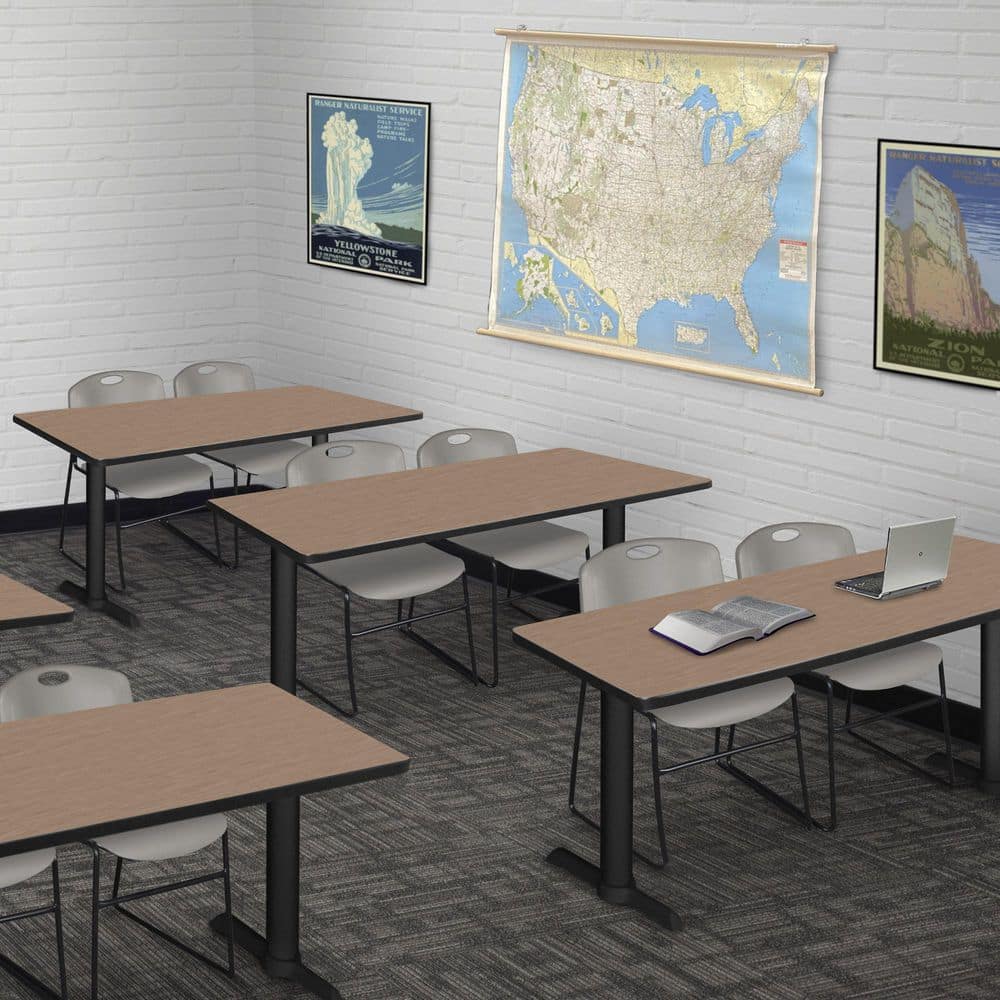 Regency Cain 48 in. x 24 in. Noble Oak T-Base Training Seminar Table ...