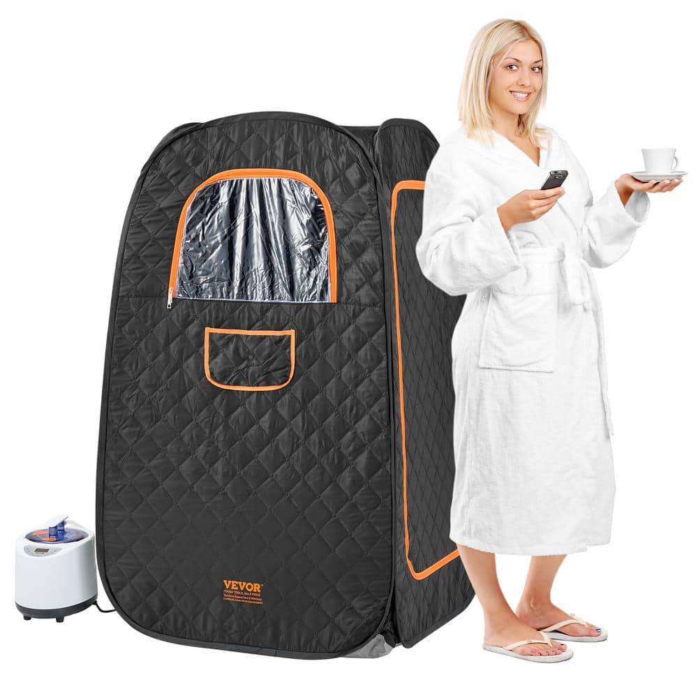 VEVOR Compact Portable Steam Sauna Tent 1-Person Indoor Metal Frame ...