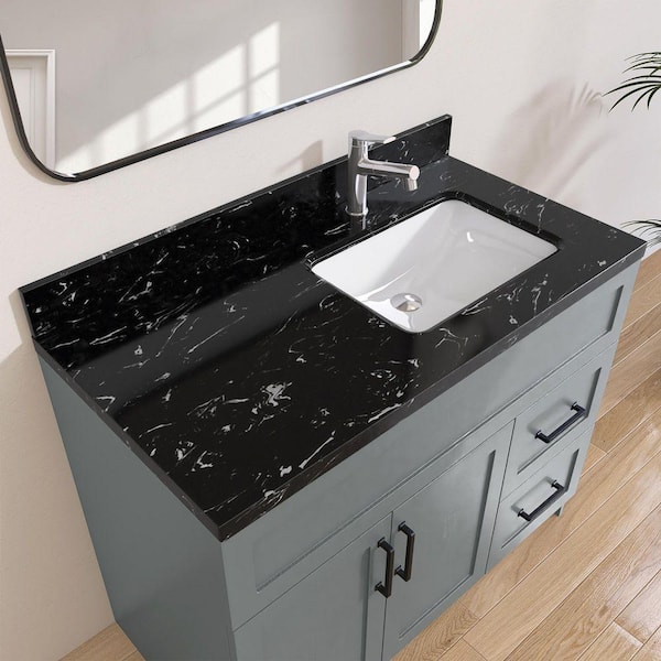 NTQ Fyui 42 in. W x 22 in. D Engineered Stone Bath Vanity Top ...