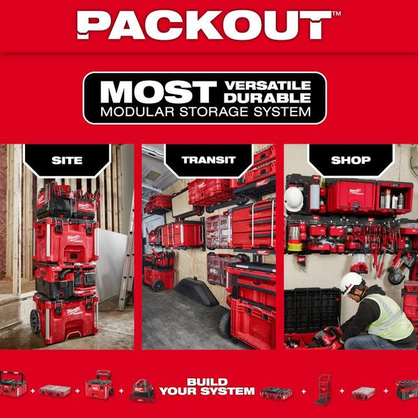 Milwaukee PACKOUT 22 in. Medium Red Tool Box (75 lbs. Capacity) and ...