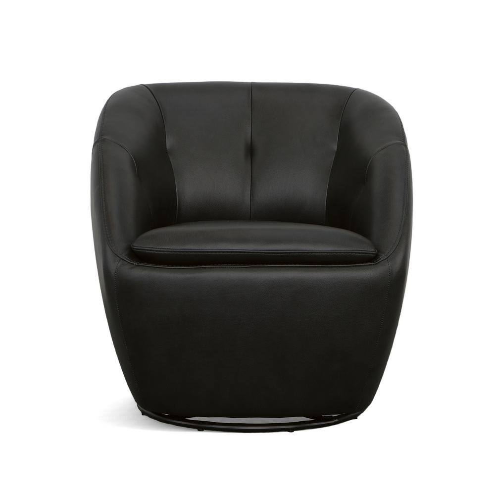 HOMESTYLES Edwin Black Leather Barrel Swivel Chair 1855-11-637-00 - The ...
