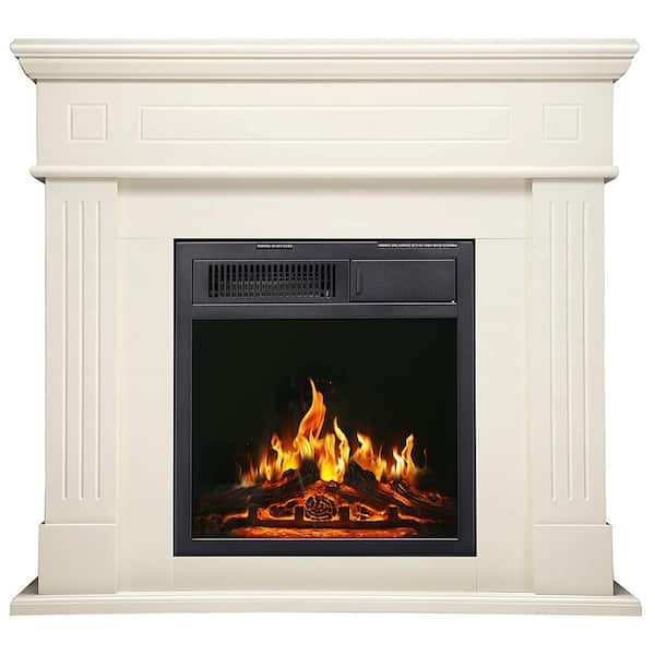 R.W.FLAME 43 in. Freestanding Electric Fireplace in Cream WYHD-M27-CRM ...