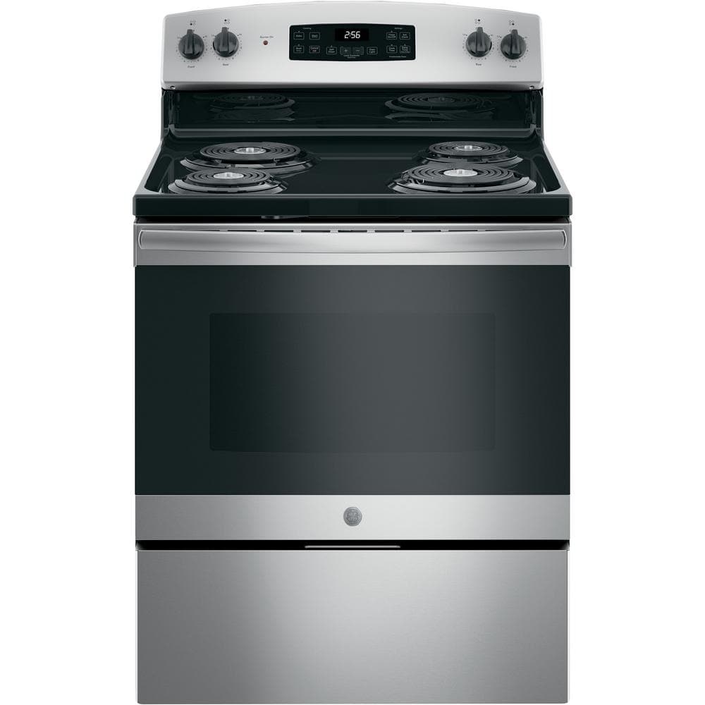 GE 30 in. 5 cu. ft. Electric Range with Self-Cleaning Oven in Stainless ...
