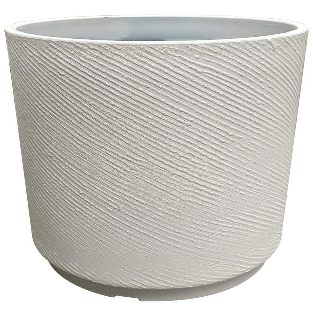 Vigoro Jaewon Large White Textured Plastic Planter (16.5 in. L x 16.5 ...