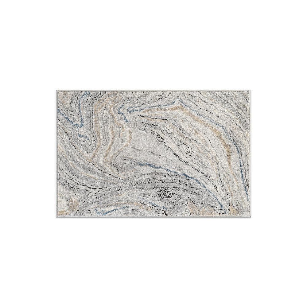 World Rug Gallery 2 ft. x 3 ft. Gray Marble Swirl Distressed Area Rug ...