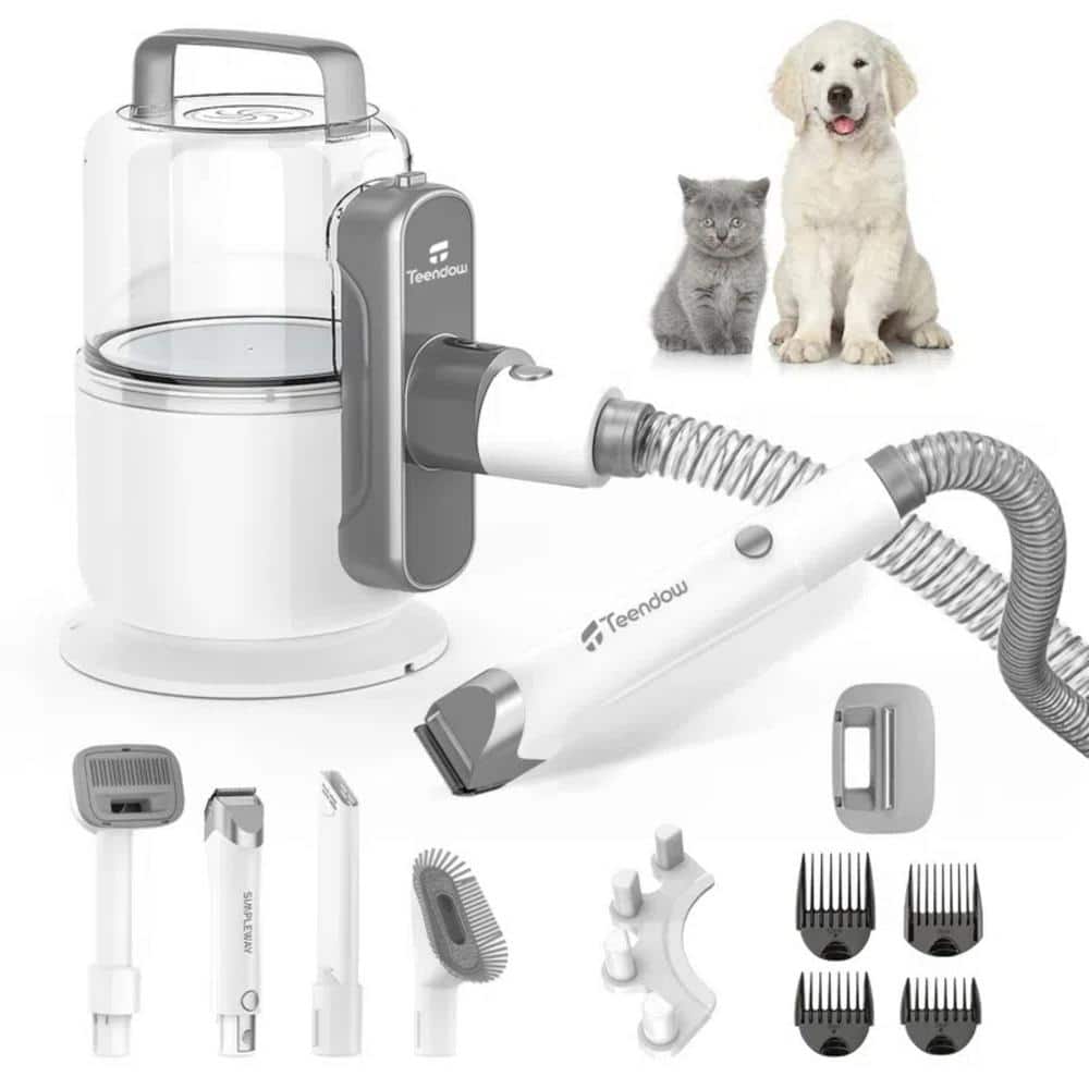 Teendow Pro 5-in-1 Dog Grooming Kit, Pet Fur Vacuum with Shears ...
