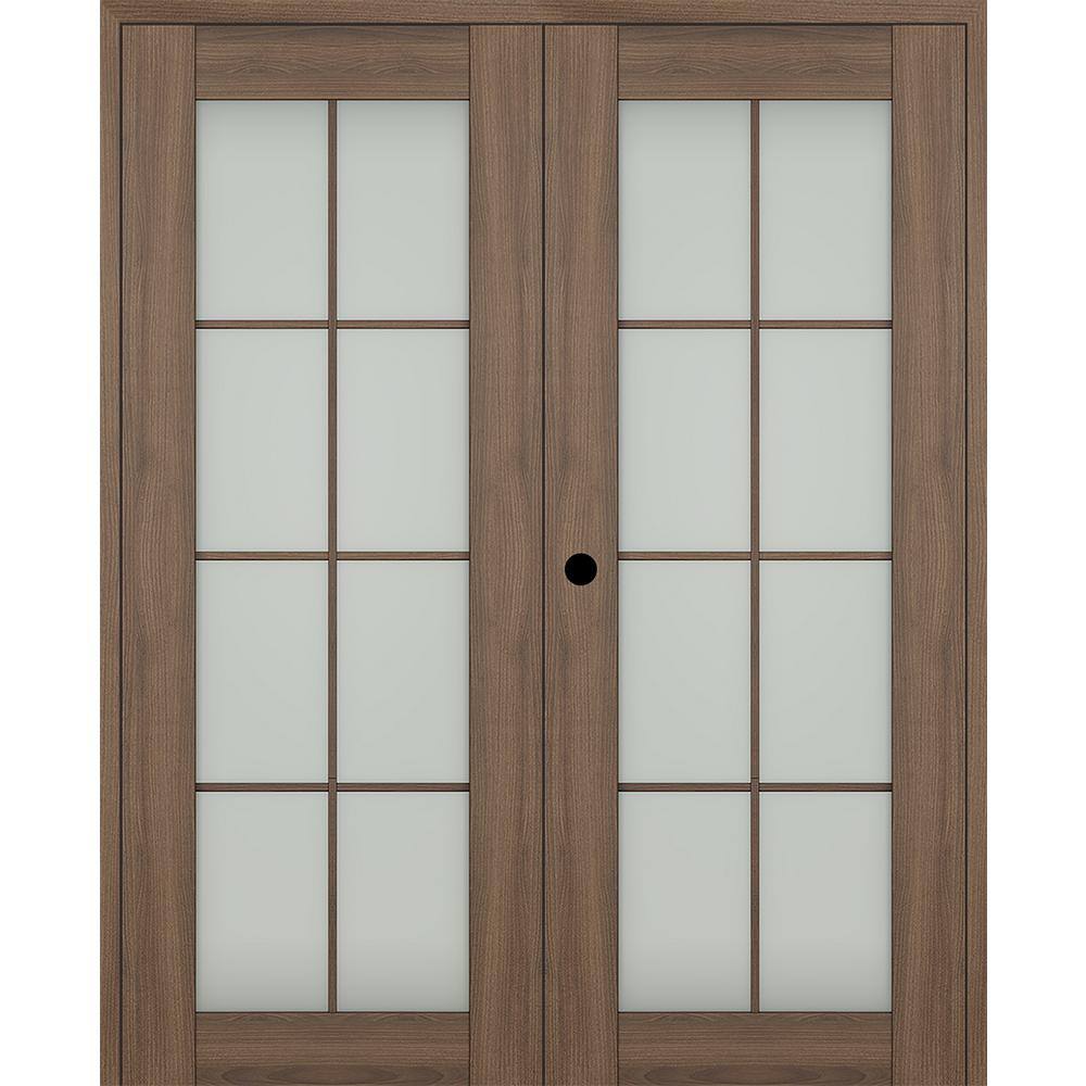 Belldinni Vona 48"x 96" Right Hand Active 8-Lite Frosted Glass Pecan ...