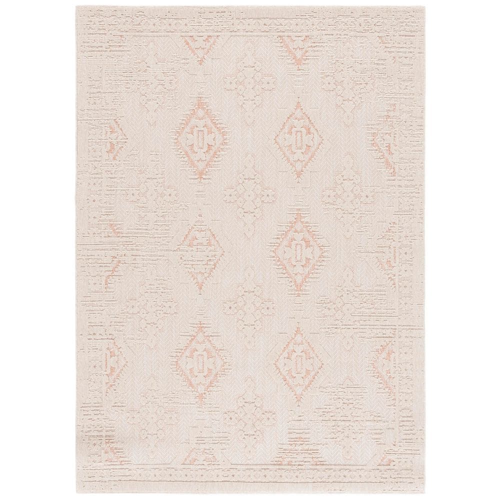 SAFAVIEH Milos Ivory/Rust 8 ft. x 10 ft. Geometric Diamond Indoor ...