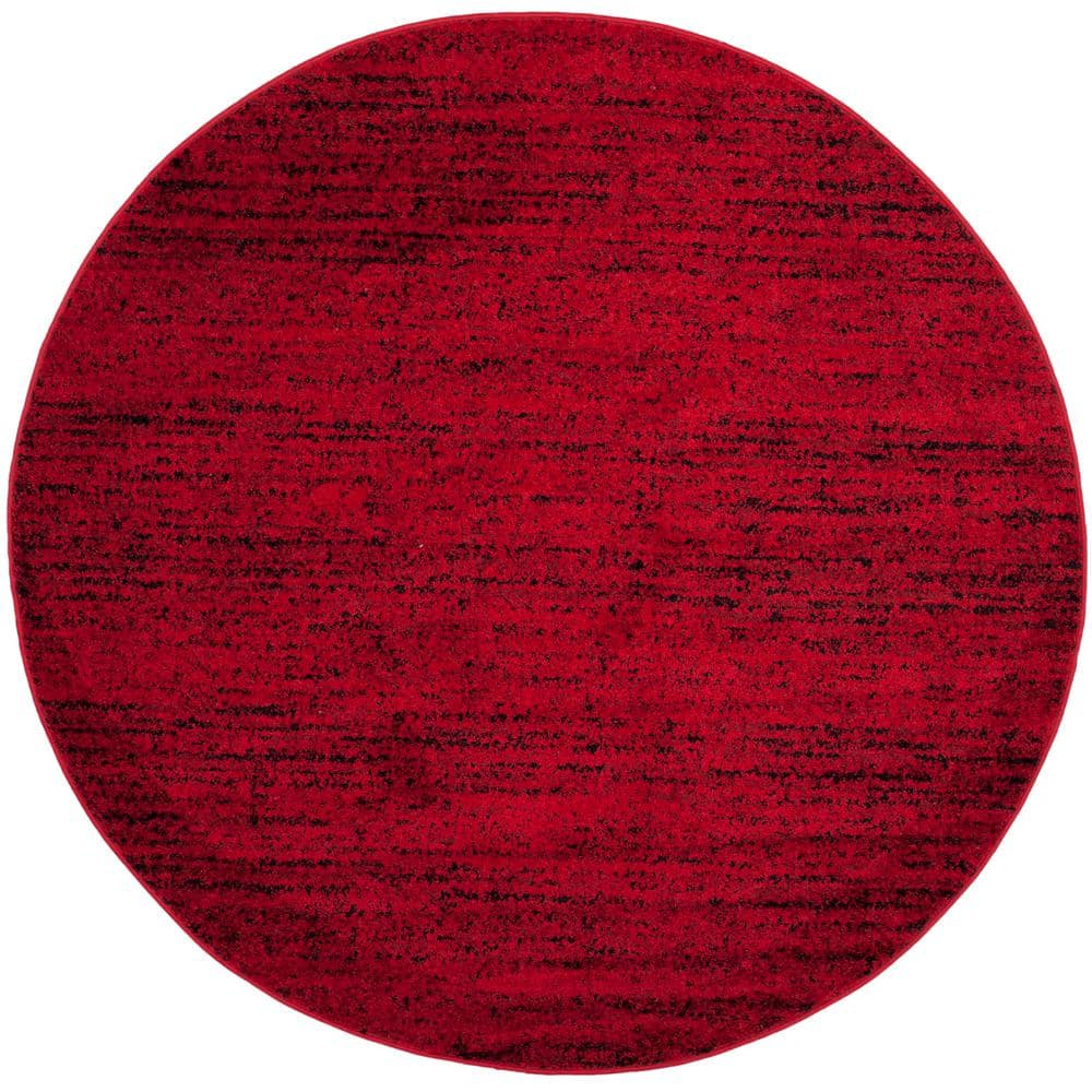 SAFAVIEH Adirondack Red/Black 4 ft. x 4 ft. Round Striped Area Rug ...