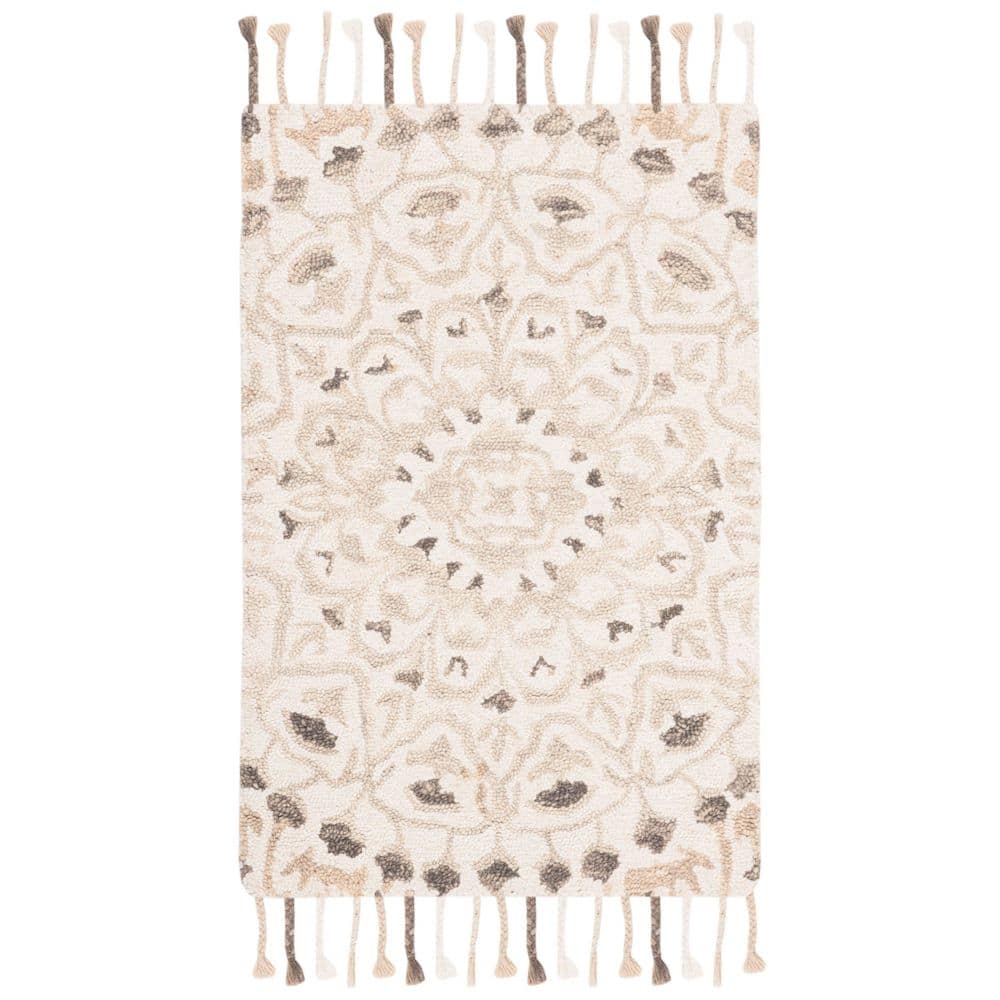 SAFAVIEH Blossom 3 ft. x 5 ft. Ivory/Taupe Garden Medallion Area Rug ...