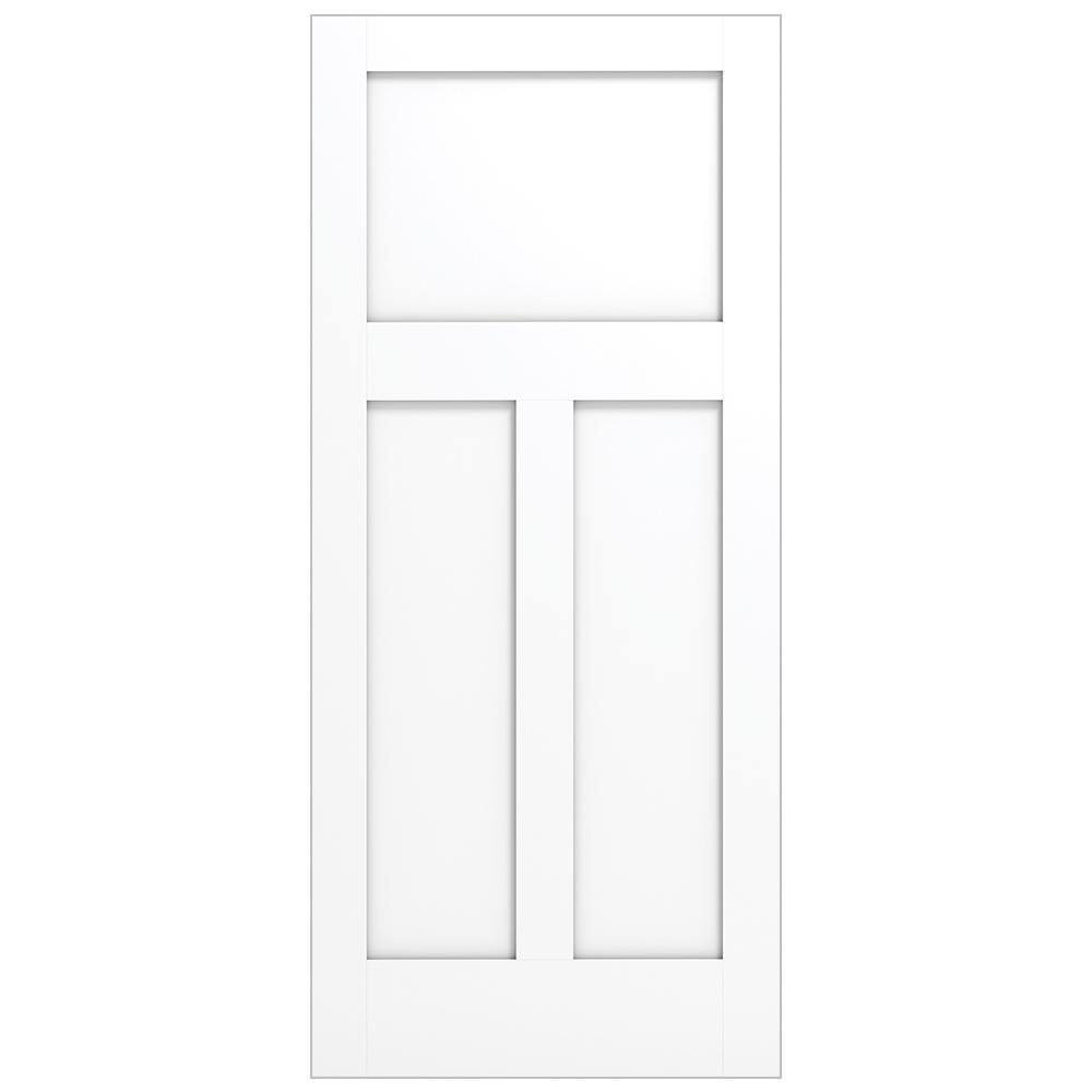 Alexandria Moulding 34 in. x 80 in. x 1-3/8 in. 3-Panel Craftsman Flat ...