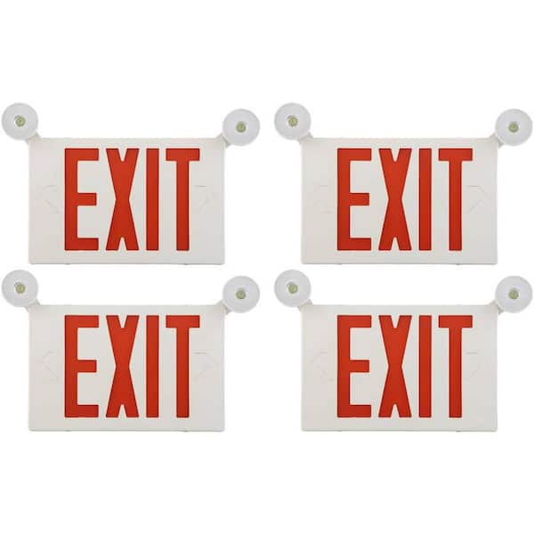 JAZAVA Integrated LED White Exit Sign (Set of 4) HDEXJLECB2RW4DM - The ...