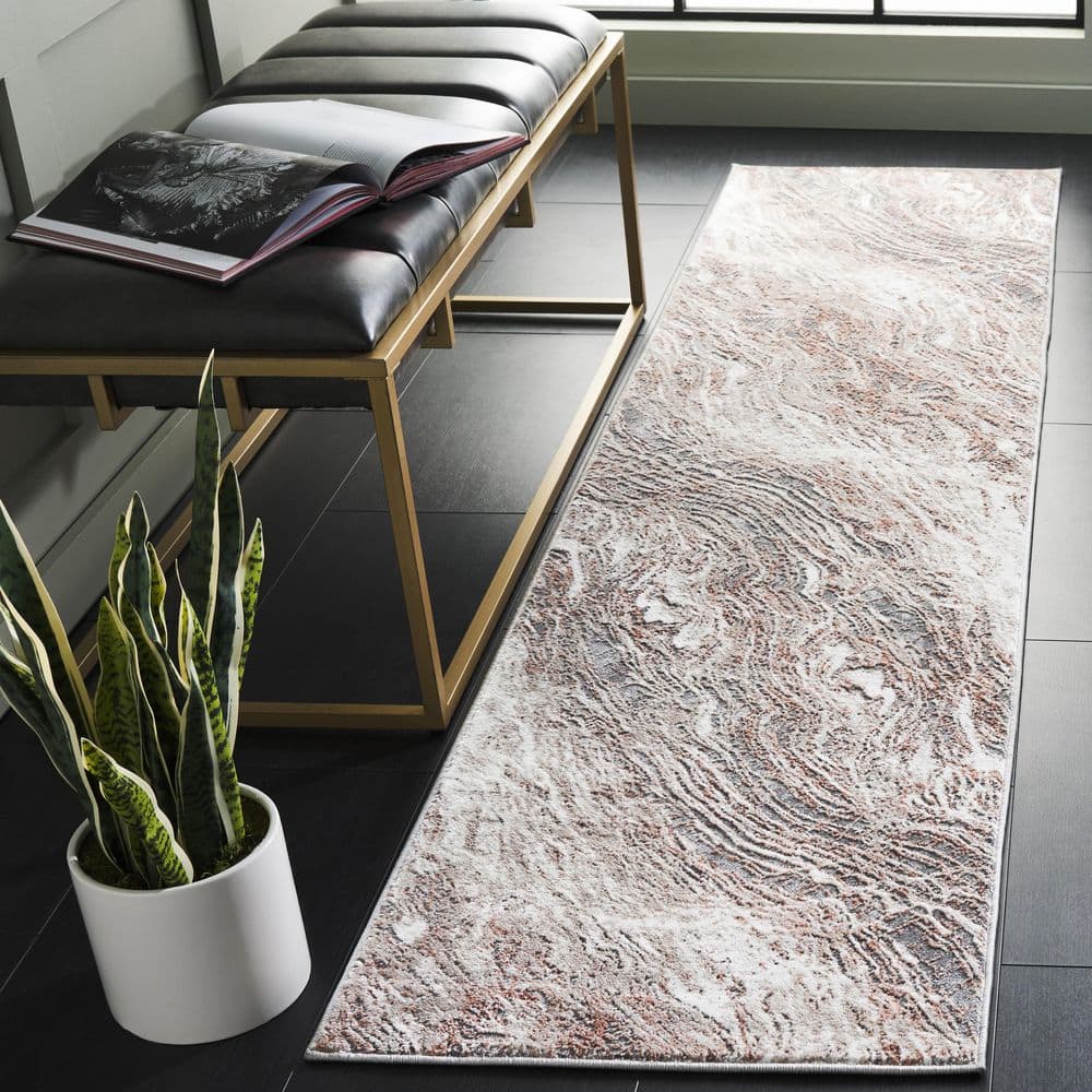 SAFAVIEH Vogue 2 ft. x 8 ft. Rust/Gray Distressed Wavy Runner Rug VGE162P-28 - The Home Depot