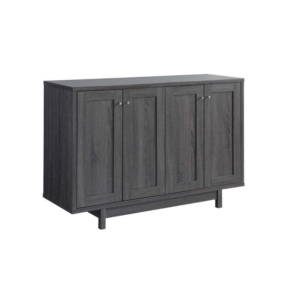 Benjara Gray Wood Top 15.25 in. Sideboard with 4 Doors and 6 Shelves ...