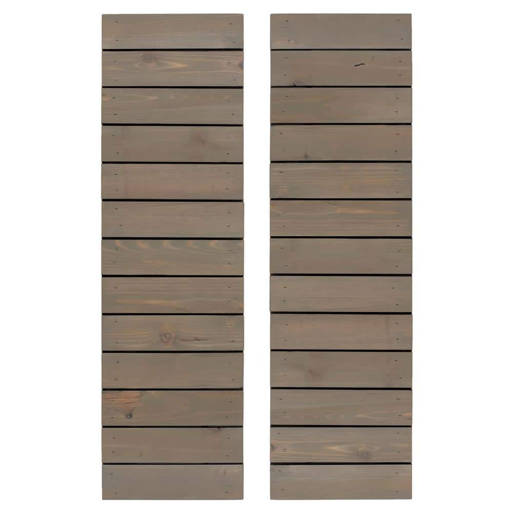 14 in. x 54 in. Horizontal Slat Wood Board and Batten Shutters Pair ...