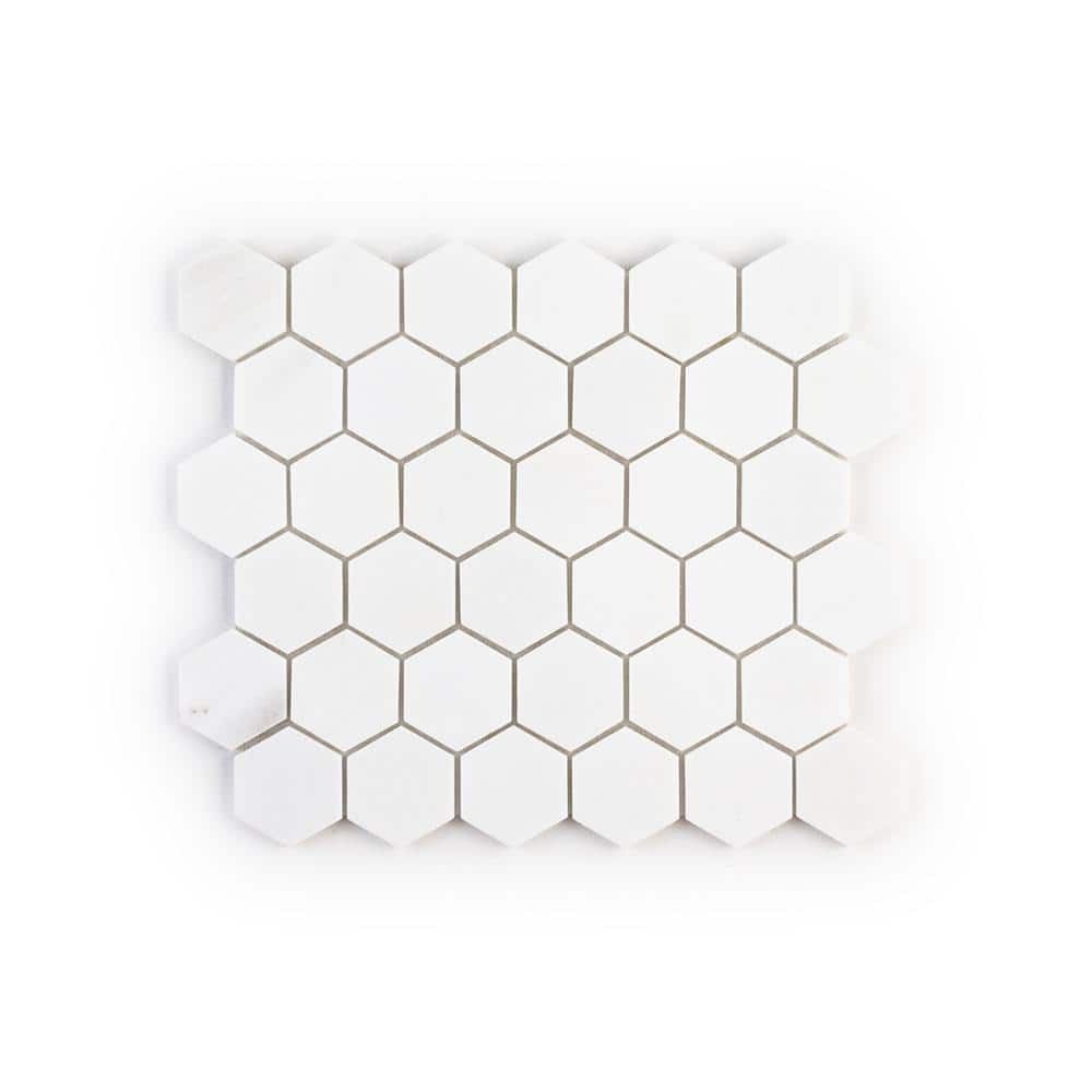 Jeffrey Court Mink Hexagon Thassos White 10 in. x 12 in. Hex Polished ...