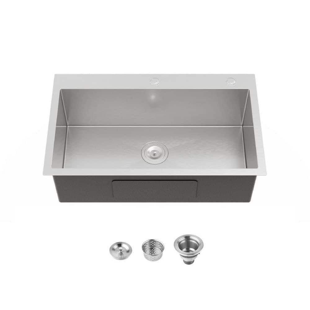 cadeninc Drop-in Kitchen Sink 32 in. x 19 in. x 10 in. Single Bowl ...