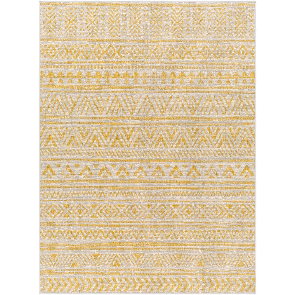 Livabliss Marcie Yellow Global 5 ft. x 8 ft. Indoor/Outdoor Area Rug ...
