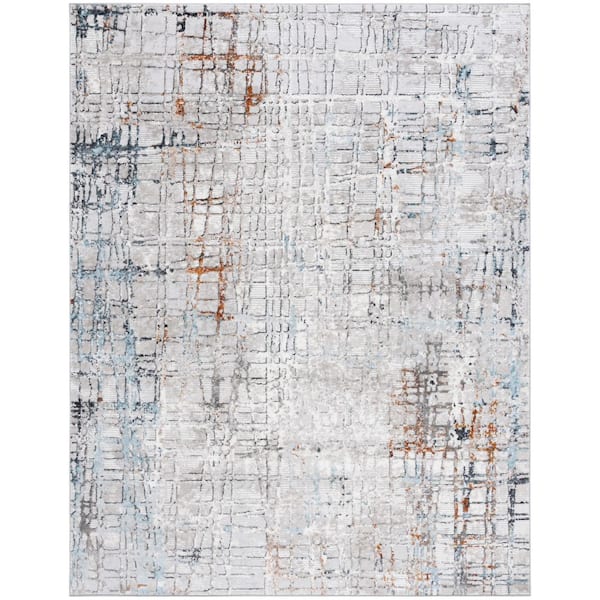 SAFAVIEH Meadow 9 ft. x 12 ft. Gray/Blue Distressed Abstract Area Rug ...