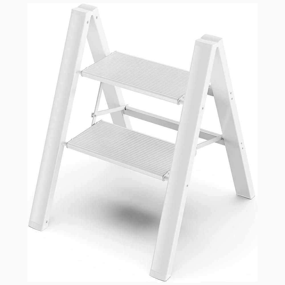 Justincity Aluminum Folding 2-Step Ladder with Anti-Slip Wide Pedal ...
