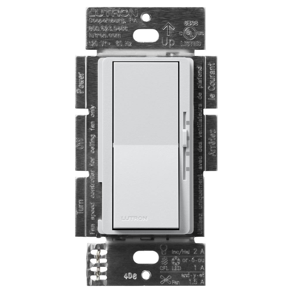 Lutron Diva 3-Speed Fan Control and Light Switch, Single-Pole/3-Way, 1 ...