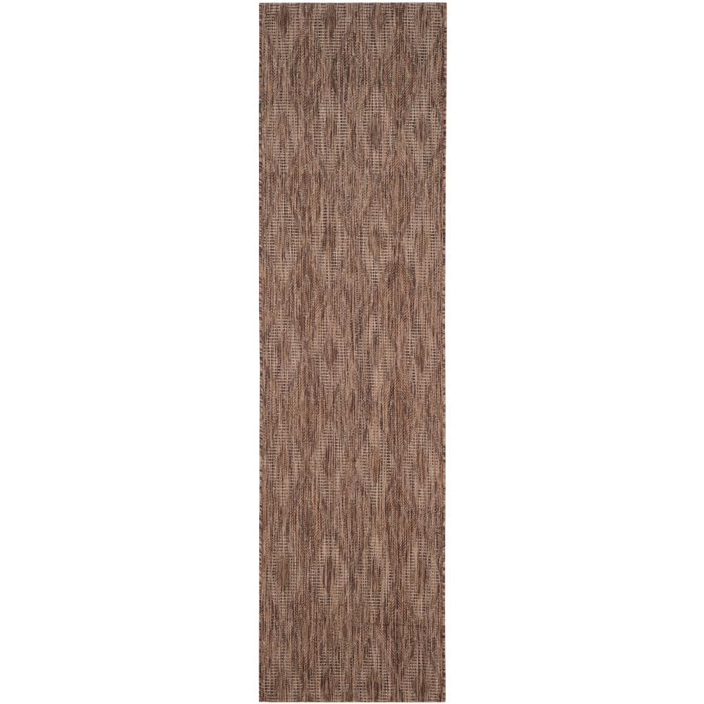 SAFAVIEH Courtyard Brown 2 ft. x 12 ft. Solid Indoor/Outdoor Patio ...