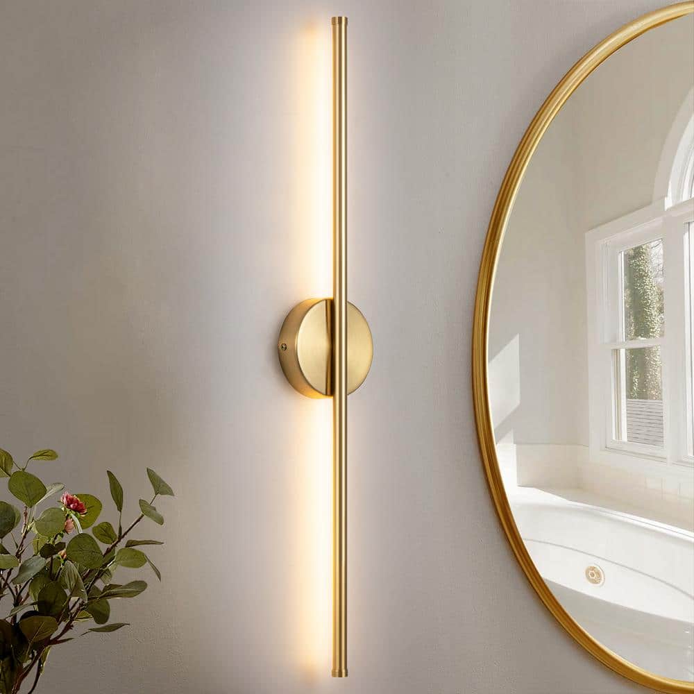 RRTYO Byers 27.5 in. 1-Light Gold Linear Dimmable LED 3000K Bathroom ...