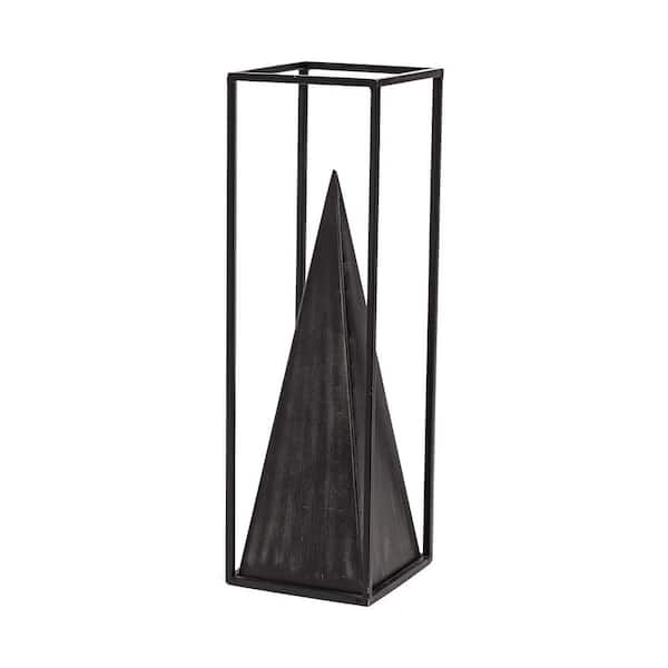 HomeRoots 16 in. Black Metal Framed Pyramid Sculpture 2000392449 - The ...