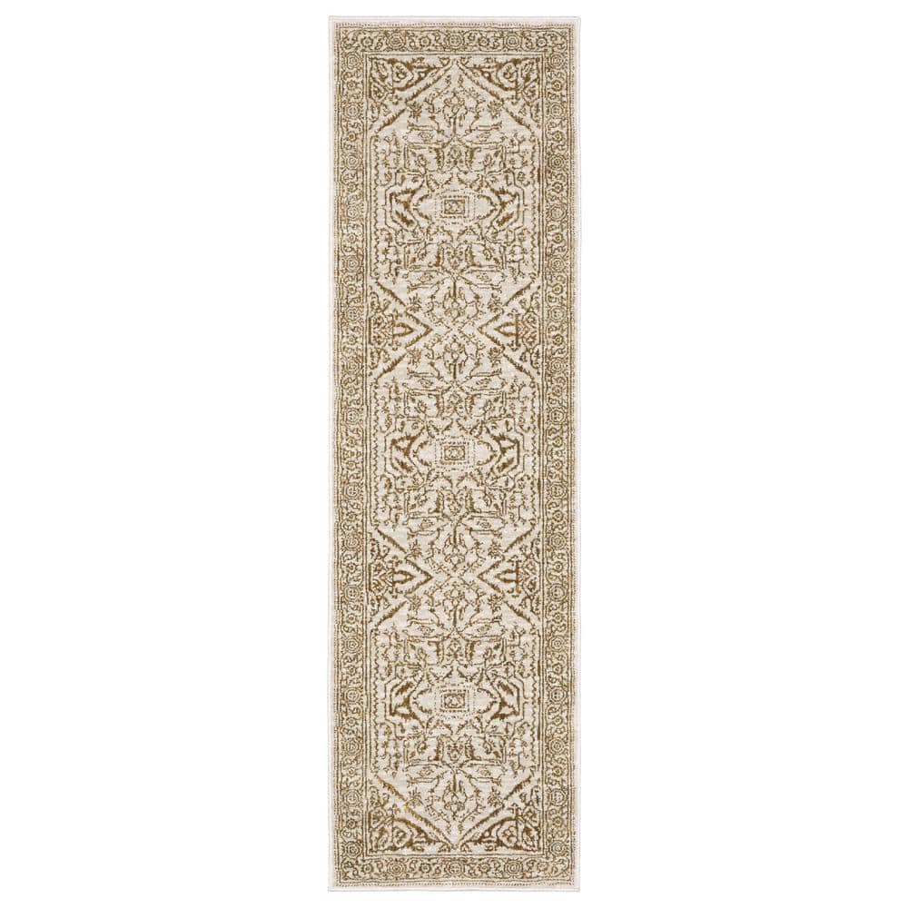 AVERLEY HOME Imperial Ivory/Gold 2 ft. x 8 ft. Old World-Inspired ...