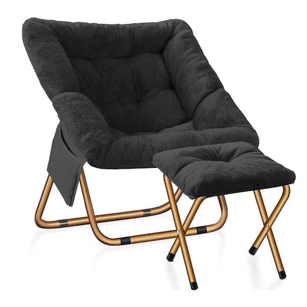 Comfy Saucer Chair, Foldable Living Room Chairs, Soft Faux Fur Lounge ...