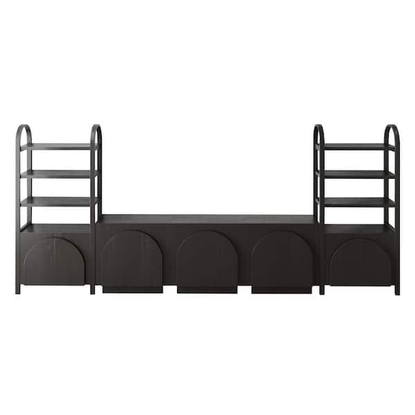 Nathan James Iris Black Oak TV Stand Entertainment Center Fits TV's up ...