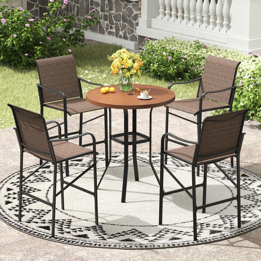 Ama pear 5-Piece Metal Outdoor Dining Set for 4, Patio Bistro Set with ...