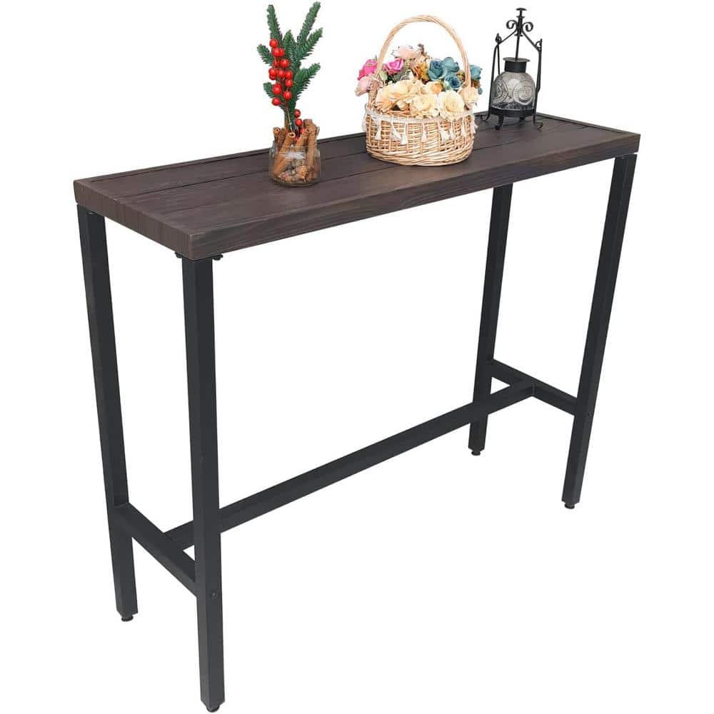 OUPES 45.5 in. W Outdoor Bar Table Rectangular Dining Table with Metal ...