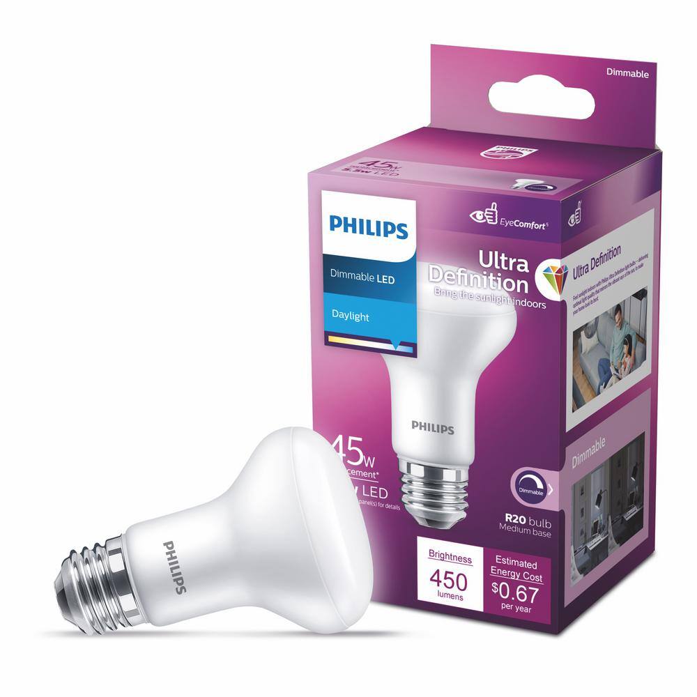 Philips 45-Watt Equivalent R20 Ultra-Definition Dimmable E26 LED Light ...