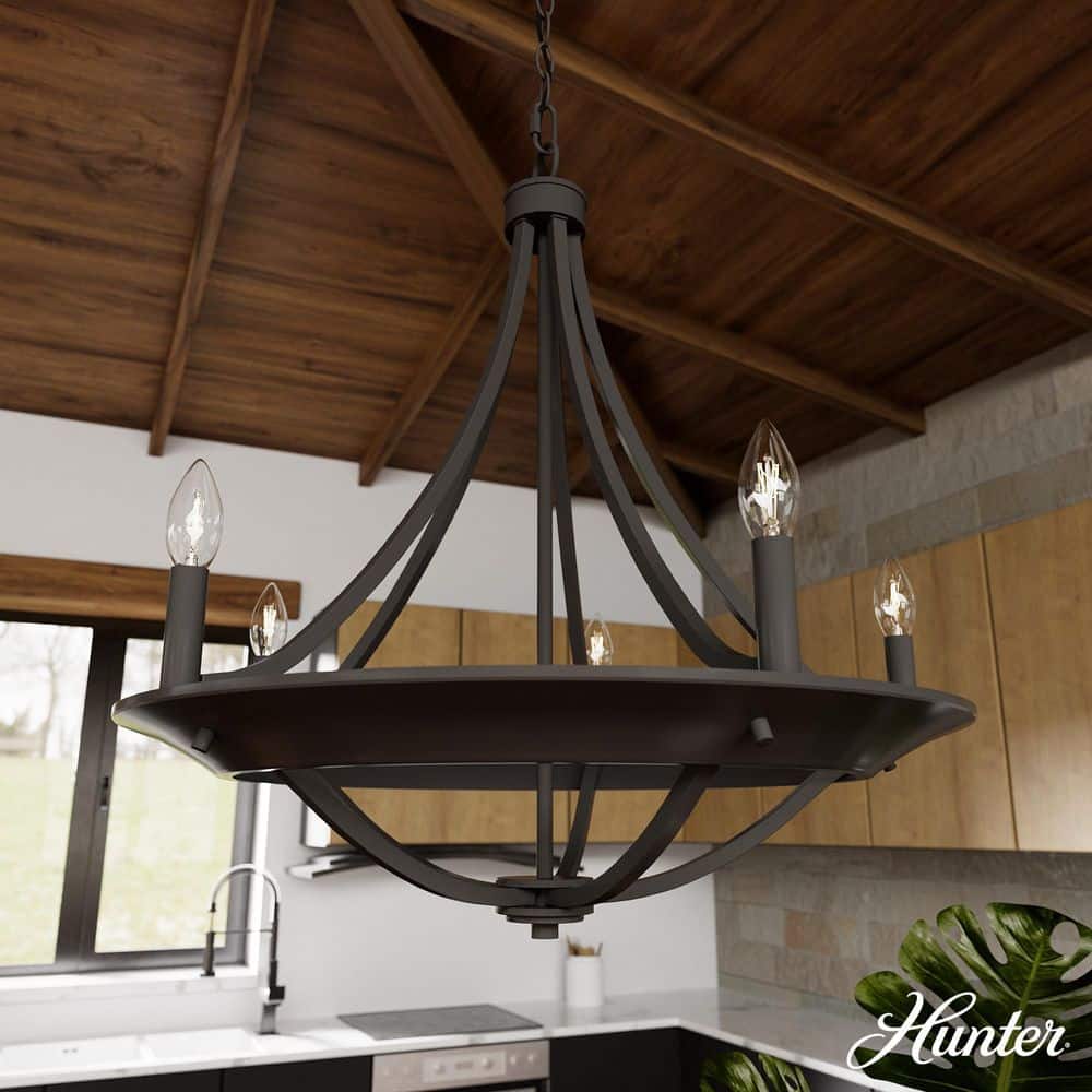 Hunter Perch Point 5-Light Noble Bronze Candlestick Chandelier 19416 ...