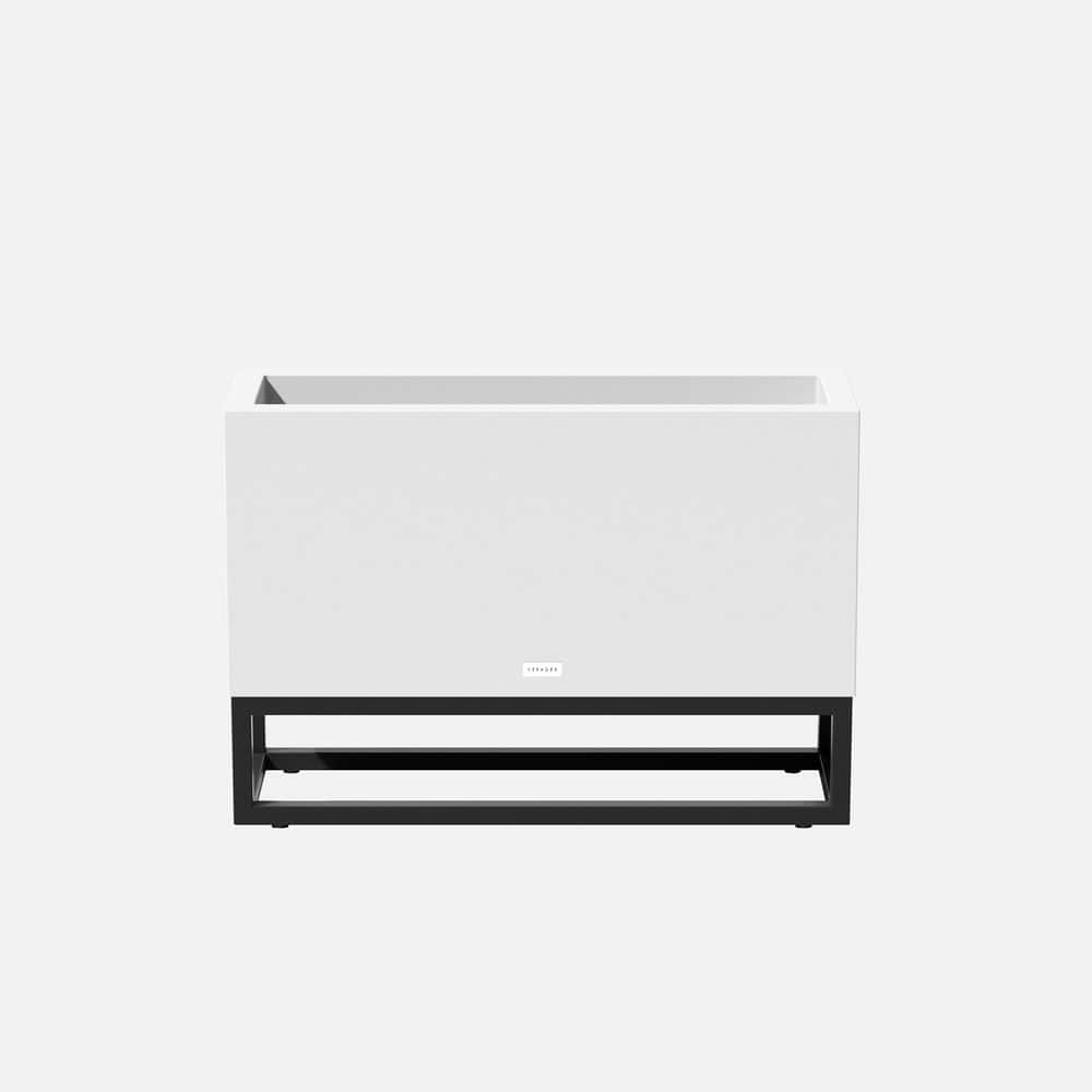 Veradek Long Box Extra Large White Plastic Rectangular Raised Planter ...