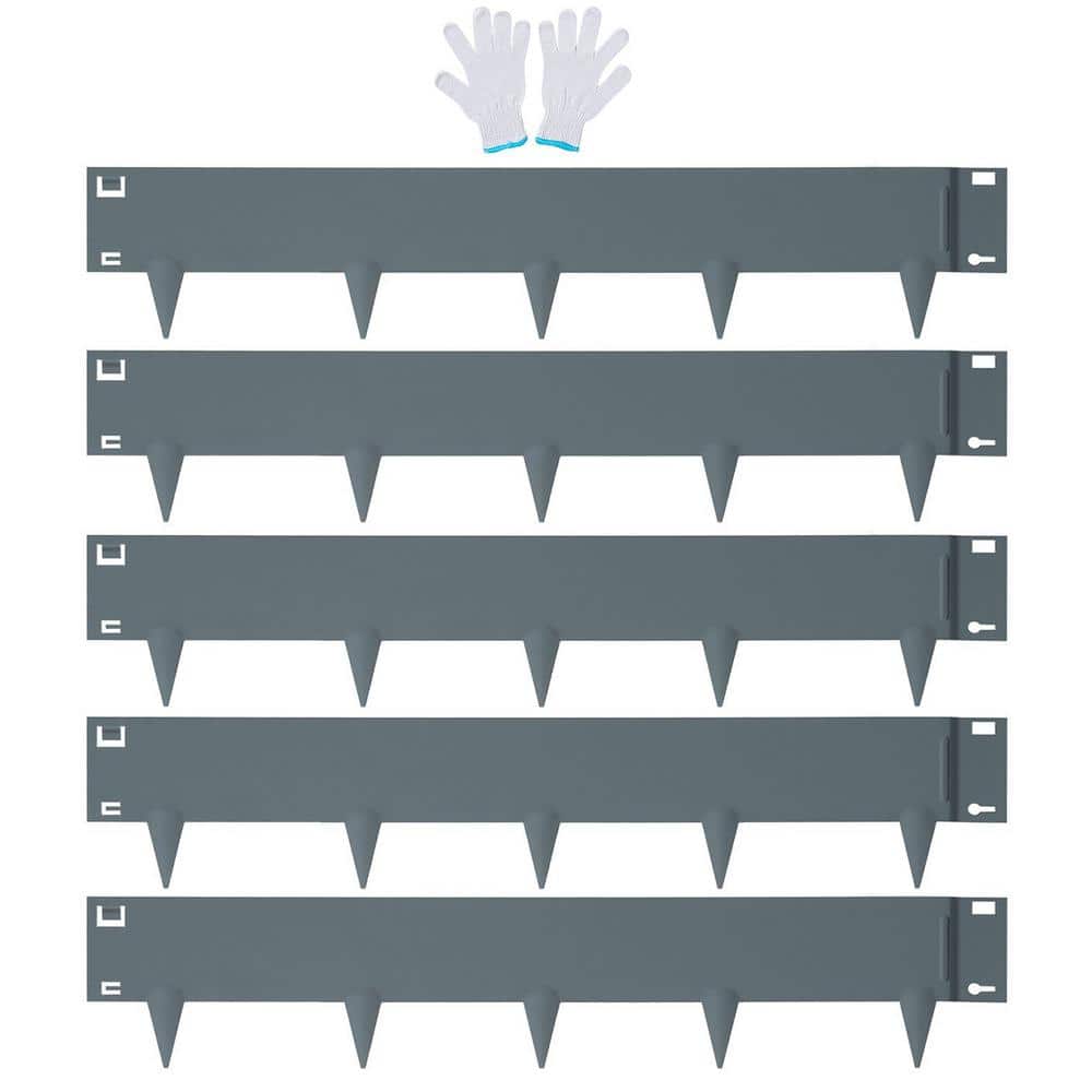 ATENGNES 39 in. x 3 in. Gray Rustic Hammer-in Edging Border Steel ...