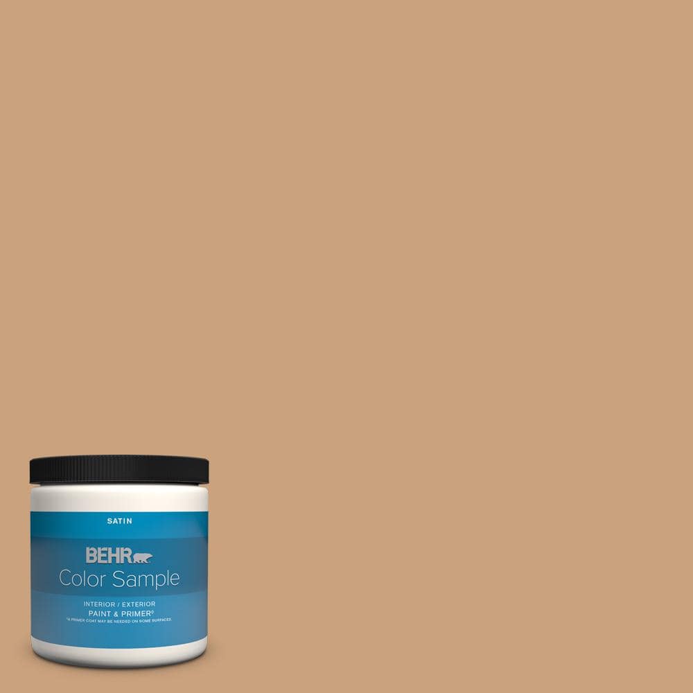 BEHR PREMIUM PLUS 8 oz. #270F-4 Peanut Butter Satin Enamel Interior ...