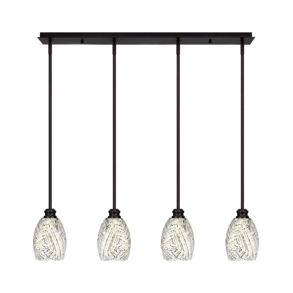 Albany 60-Watt 4-Light Espresso Linear Pendant Light with Natural ...