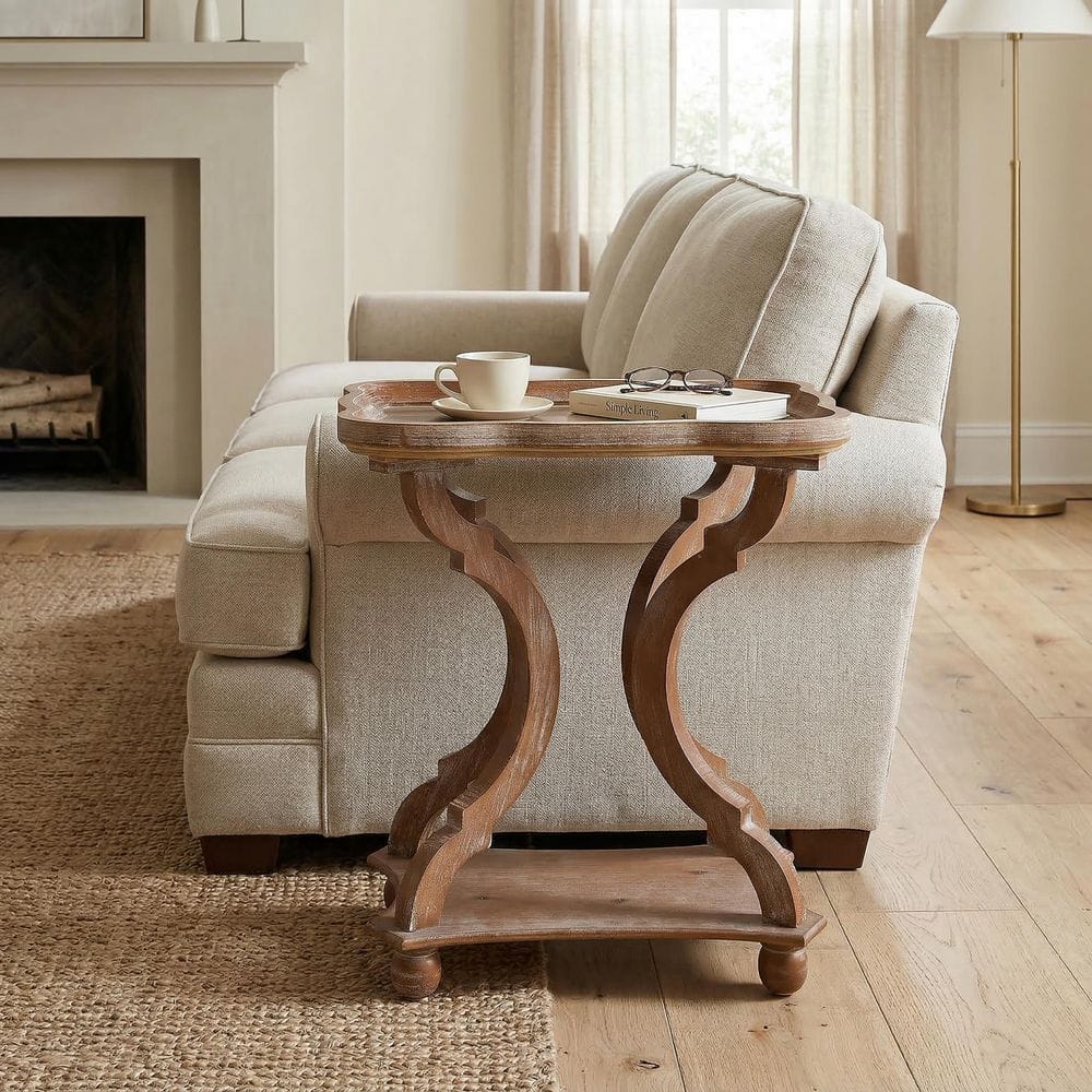 Harper & Bright Designs Classic Retro 22 in. Natural Rectangle Firwood ...