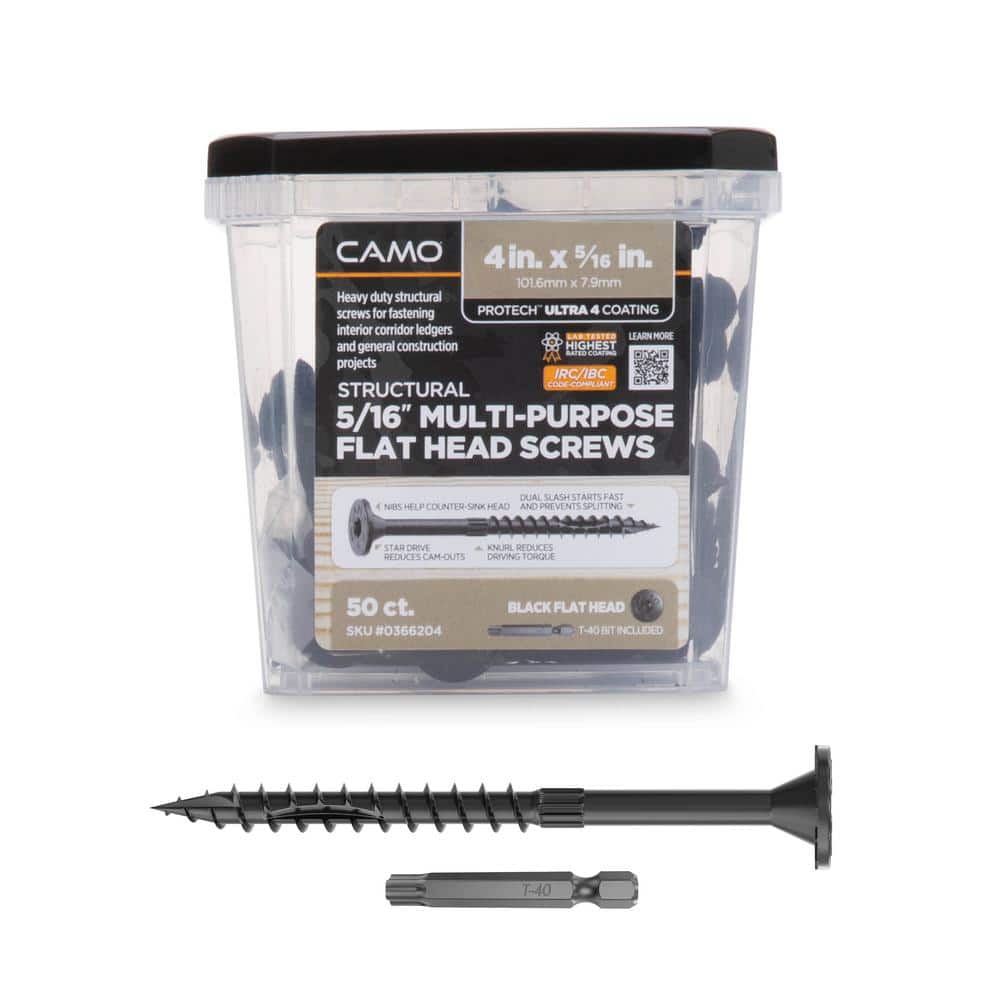 CAMO 5/16 in. x 4 in. Star Drive Flat Head Multi-Purpose + Multi-Ply ...