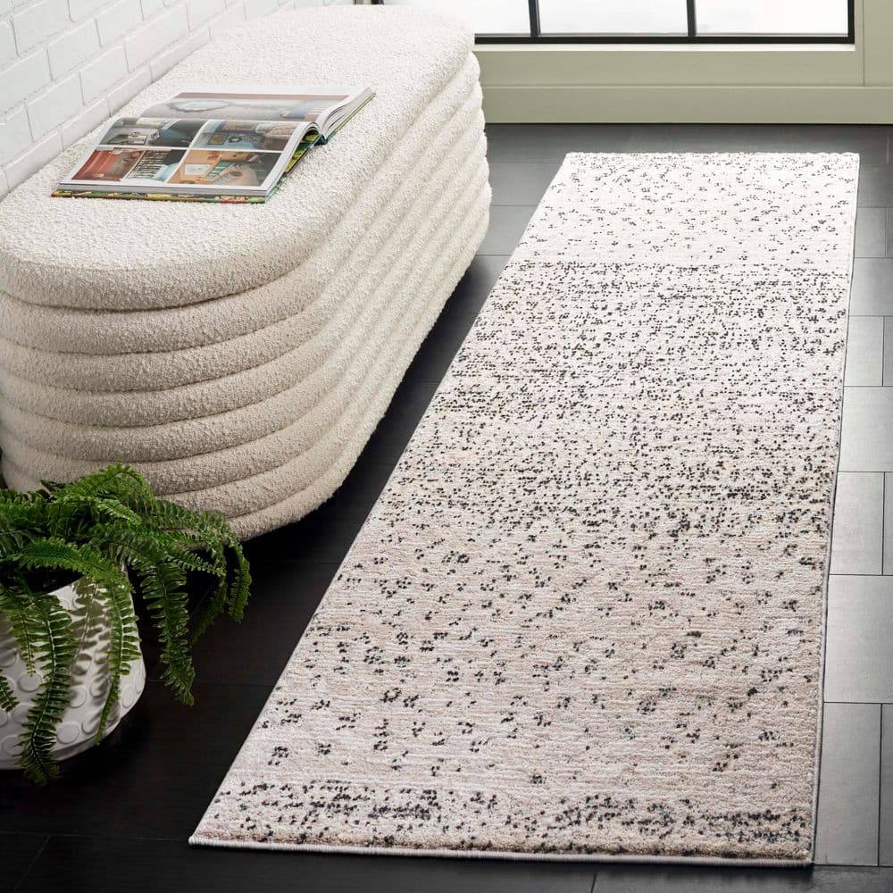 SAFAVIEH Northport 2 ft. x 8 ft. Ivory/Charcoal Spotted Distressed ...