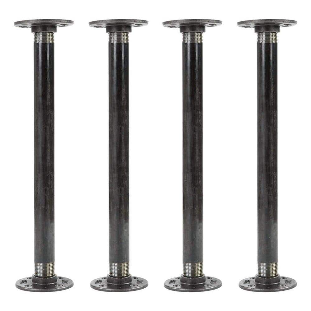 PLUMBFLEX 1/2 in. x 18 in. Black Steel Pipe Table Legs (Pack Of 4 ...