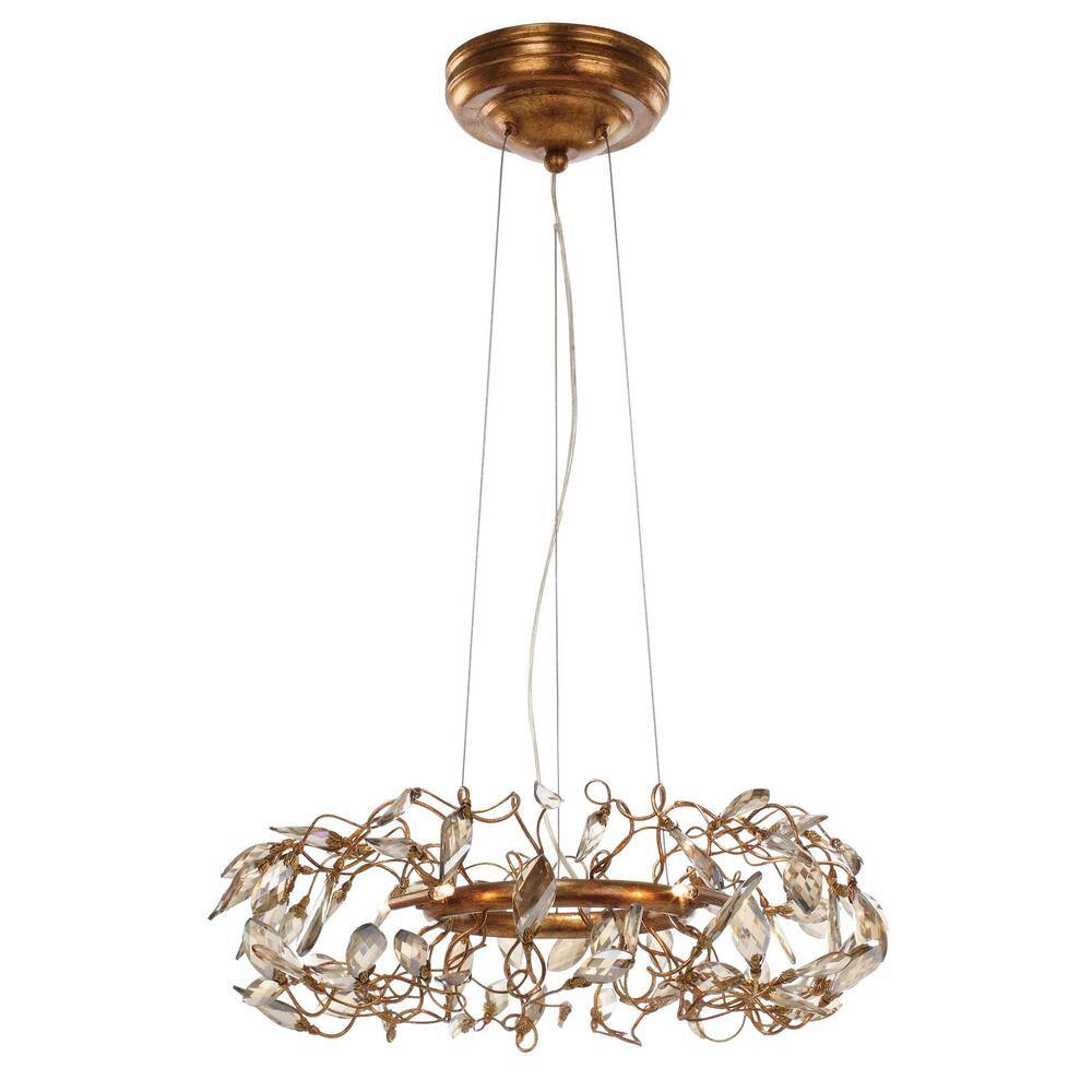 Maxim Lighting Crystal Garden 6-Light Gold Leaf Pendant 30444CGGL