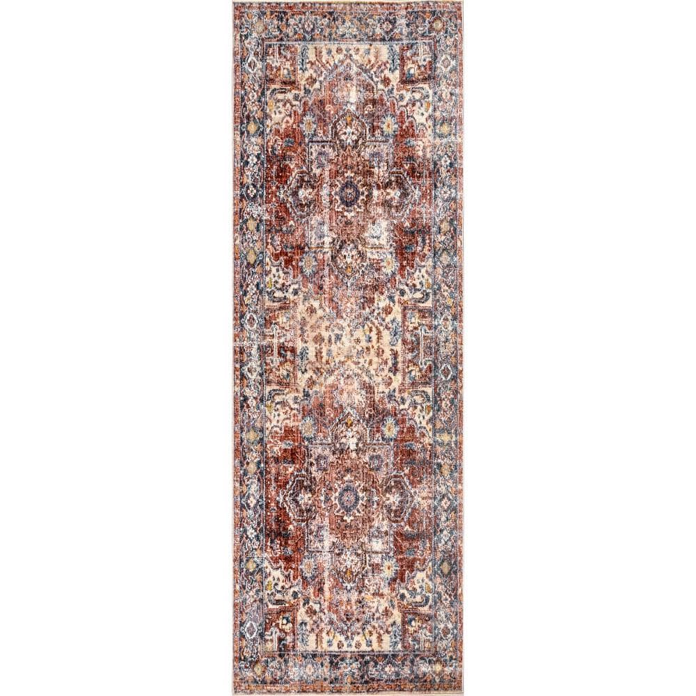 nuLOOM Vintage Pauline Floral Tassel Rust 2 ft. 6 in. x 6 ft. Runner ...