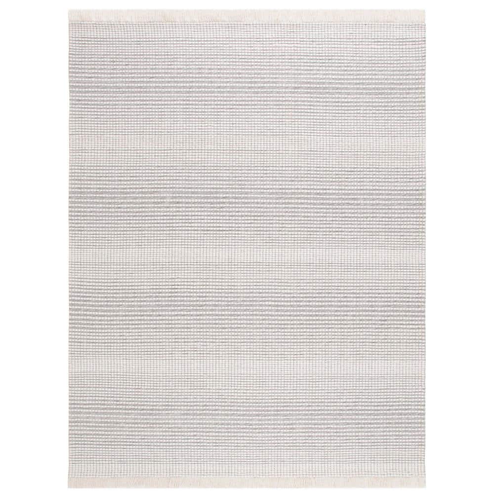 SAFAVIEH Marbella Ivory Grey 8 ft. x 10 ft. Border Plaid Area Rug ...